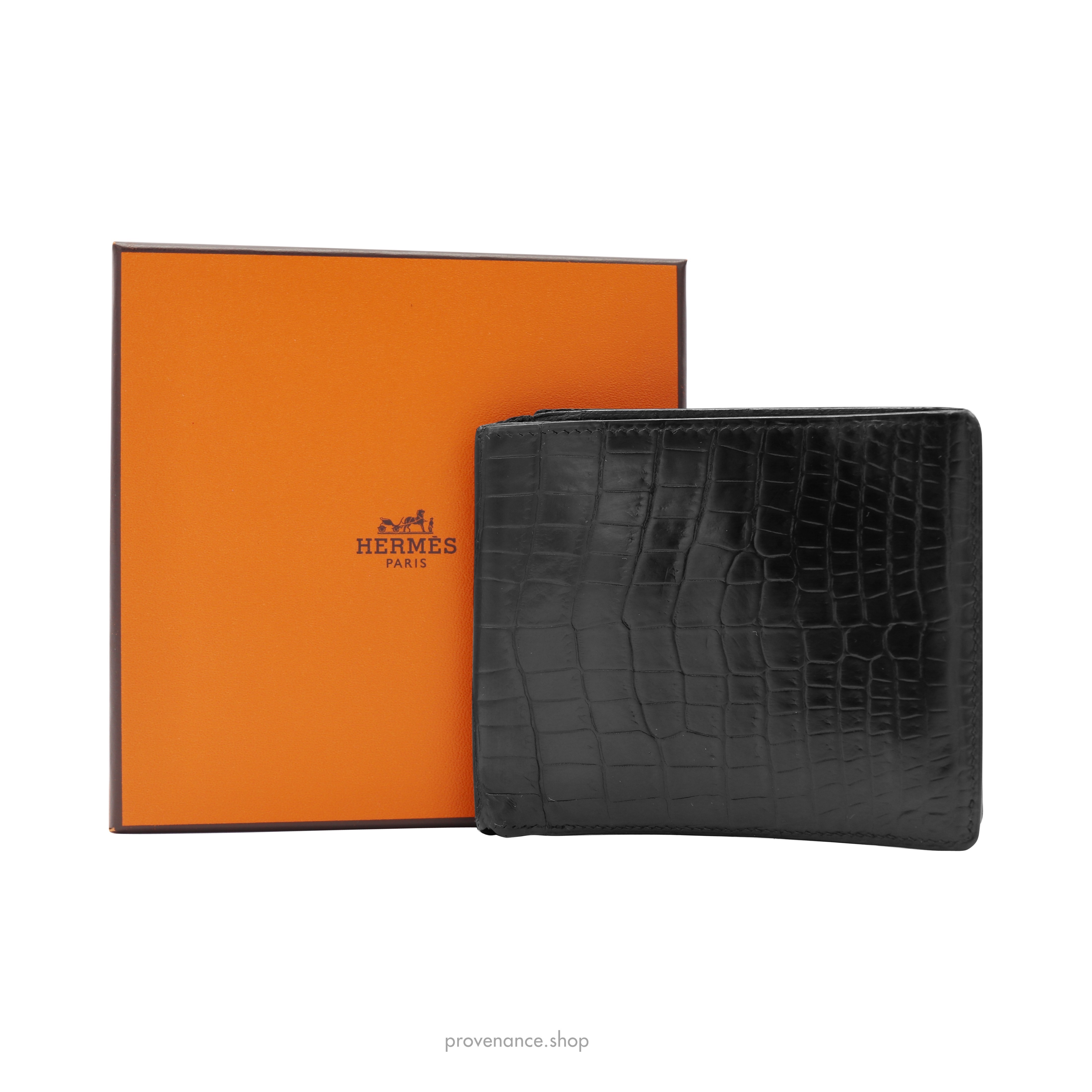 Hermès MC2 Bifold Wallet - Black Niloticus Crocodile Leather ...