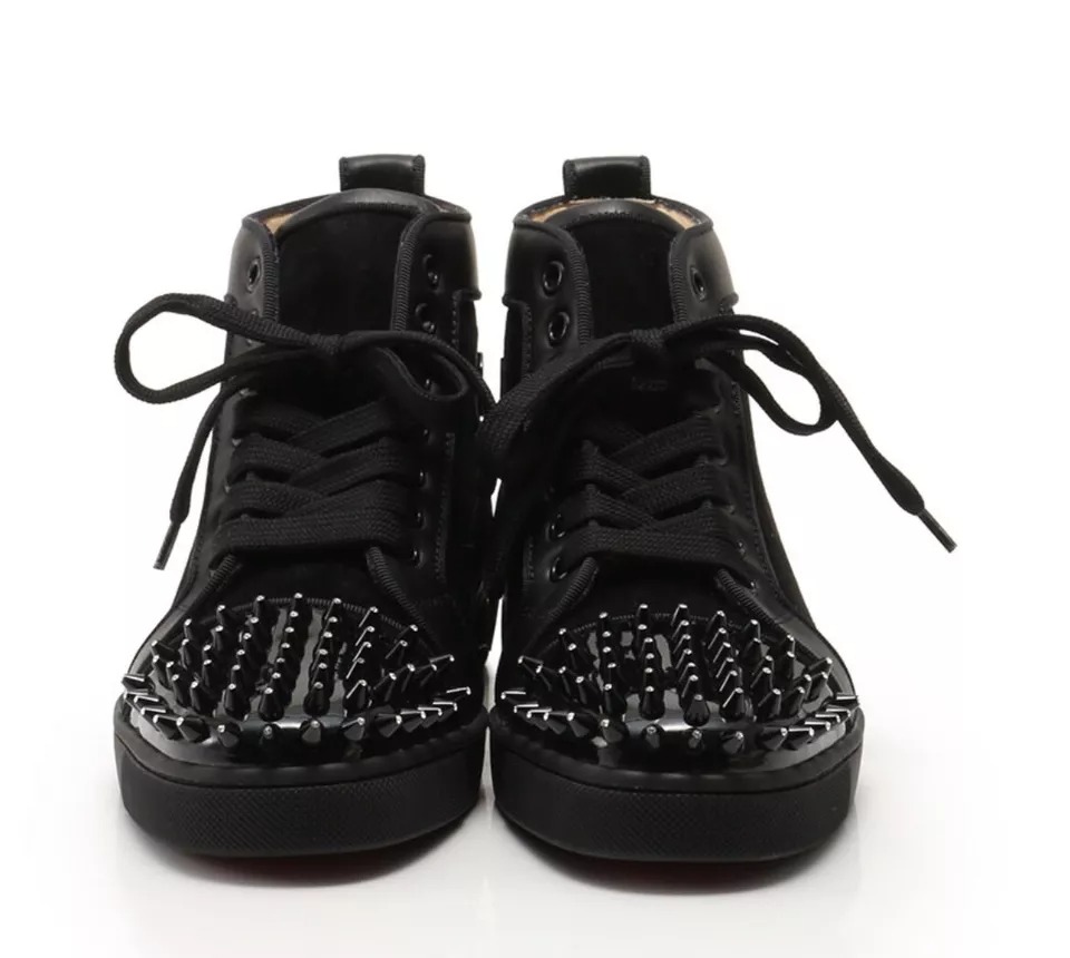 Christian Louboutin CHRISTIAN LOUBOUTIN Louis Spike Stud Hood Flat Pat ...