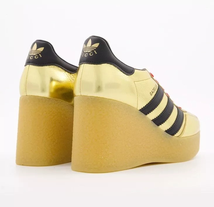 adidas GUCCI X ADIDAS Gold Tone Ginza Gazelle Trainers | sanji | REVERSIBLE