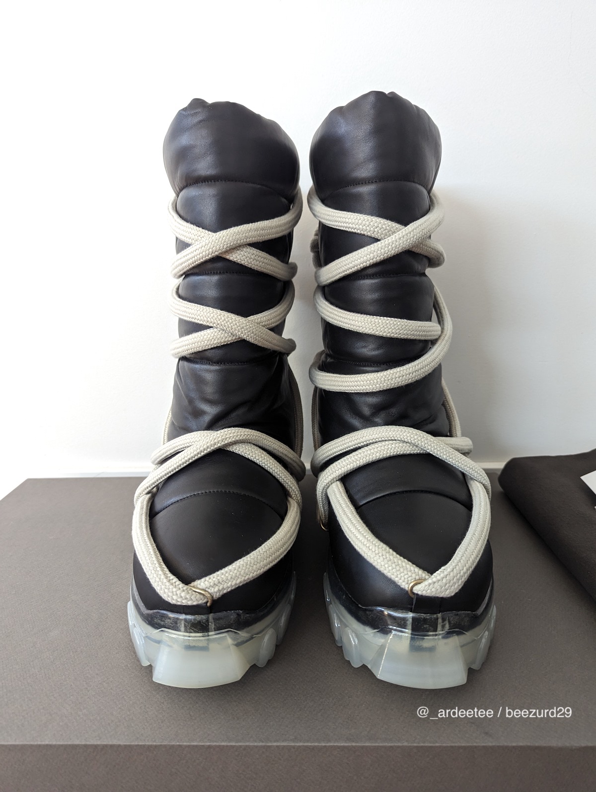 Rick Owens *NEW* BLACK LEATHER LUNAR TRACTOR BOOTS FW22 | ardeetee ...