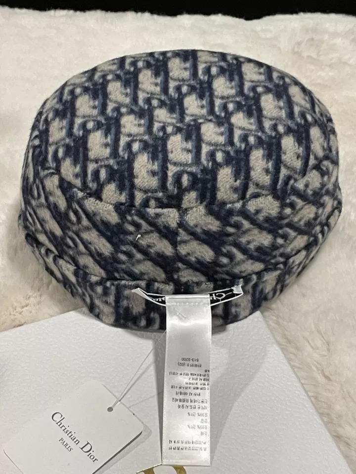 Dior Dior Blue/Oblique Wool Newsboy Hat Size 57 | cobaristore | REVERSIBLE