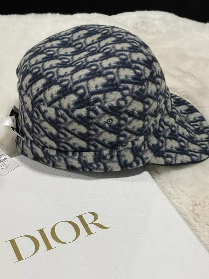 Dior Dior Blue/Oblique Wool Newsboy Hat Size 57 | cobaristore | REVERSIBLE