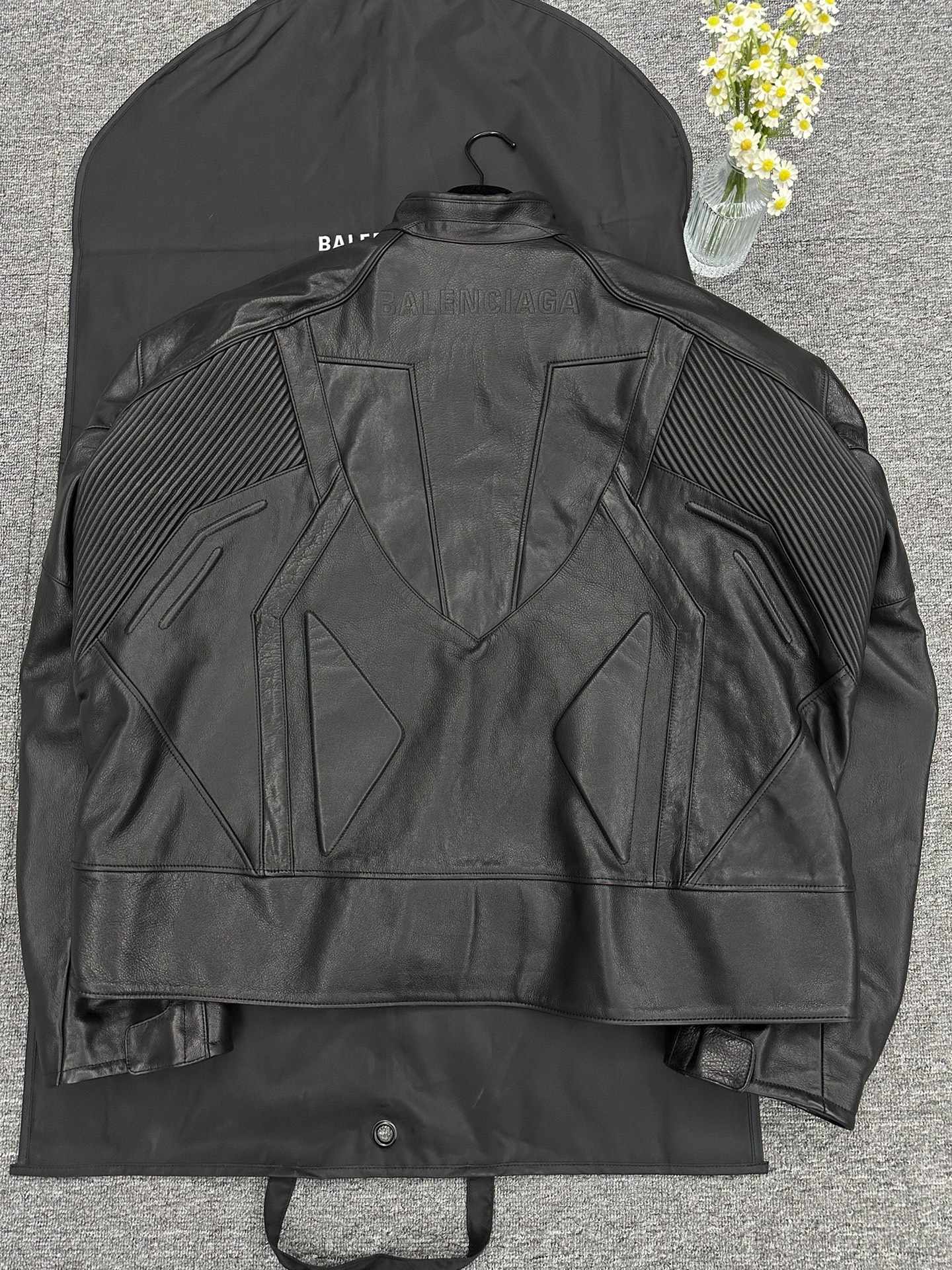BALENCIAGA Balenciaga 23Summer All-Black Racing Leather Jacket ...
