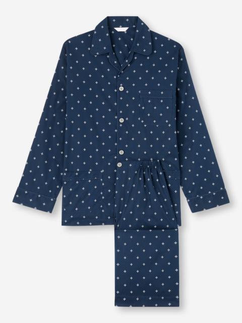 Derek Rose Men's Classic Fit Pajamas Nelson 102 Cotton Batiste Navy ...
