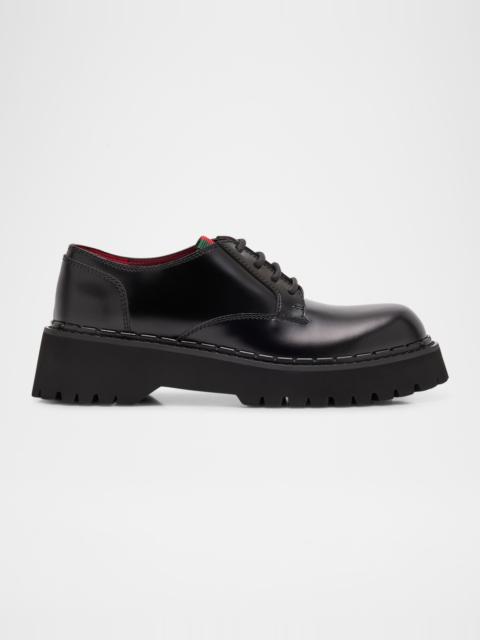 GUCCI Thea Leather Web Derby Loafers | neimanmarcus | REVERSIBLE