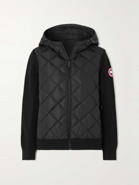 Canada Goose Hybridge ribbed wool and quilted shell down jacket ...