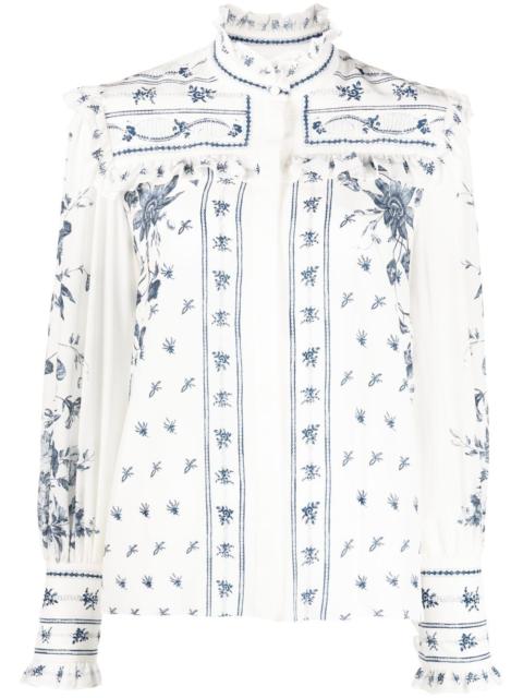 Erdem monogram-pattern silk shirt | REVERSIBLE