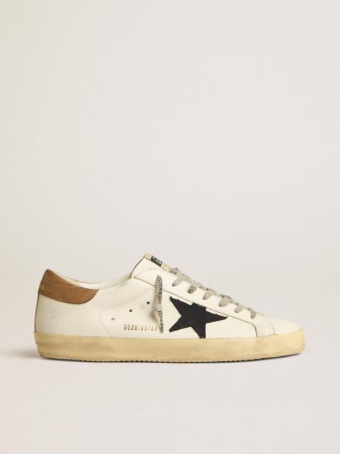 Golden Goose Super-Star with blue canvas star and tobacco leather heel ...