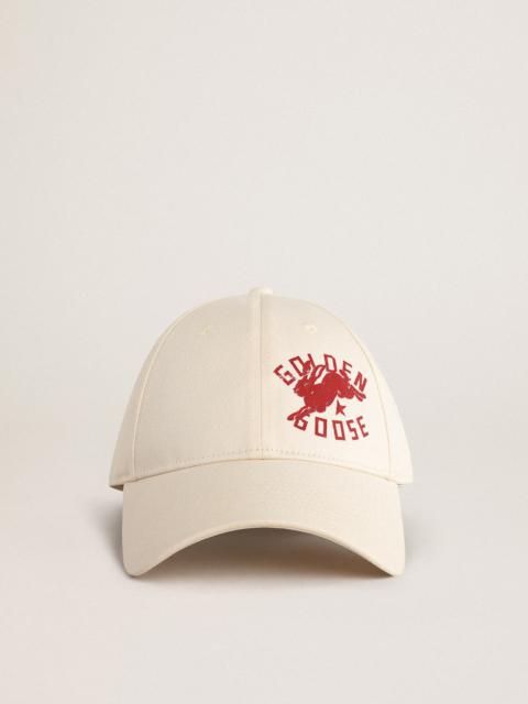 Golden Goose Heritage white baseball cap with CNY logo | REVERSIBLE