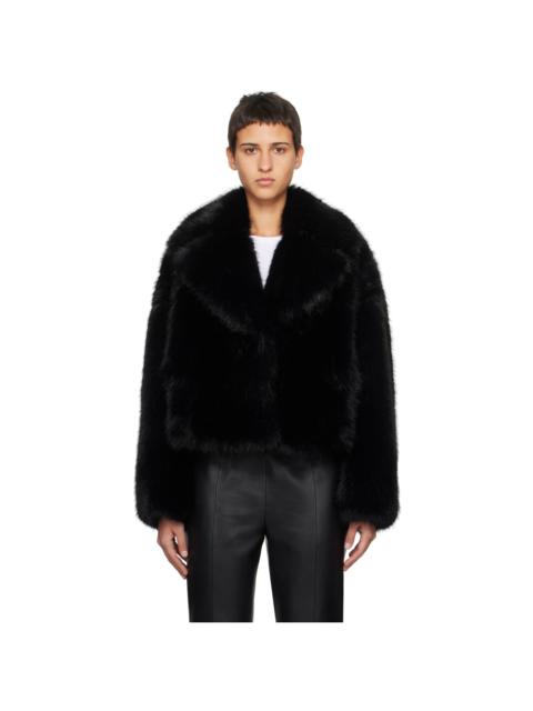 STAND STUDIO Black Samara Faux-Fur Jacket | REVERSIBLE