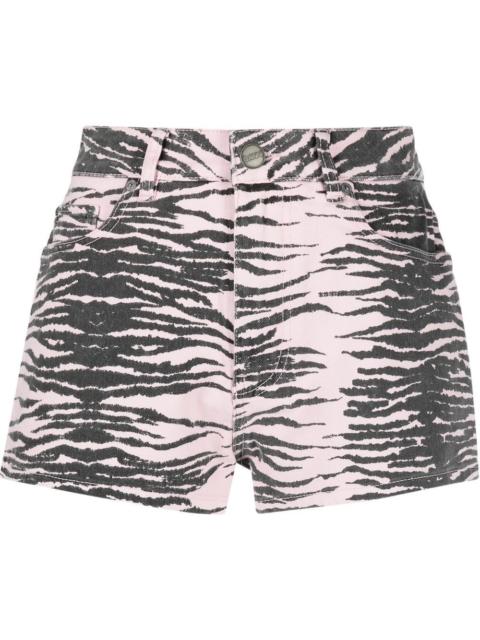 GANNI tiger-stripe denim shorts | REVERSIBLE