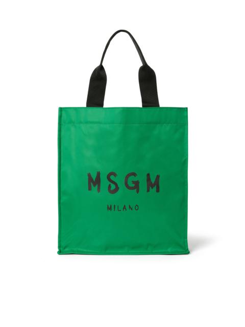 MSGM MSGM signature nylon tote bag with brush stroke logo | REVERSIBLE