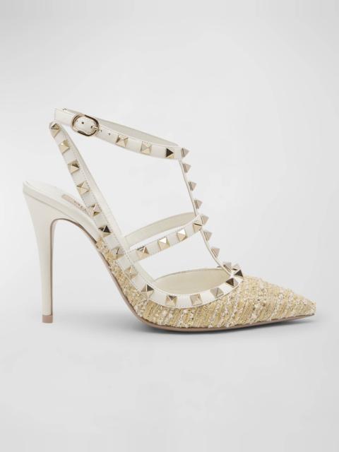 Valentino Rockstud Caged Ankle-Strap Stiletto Sandals | REVERSIBLE