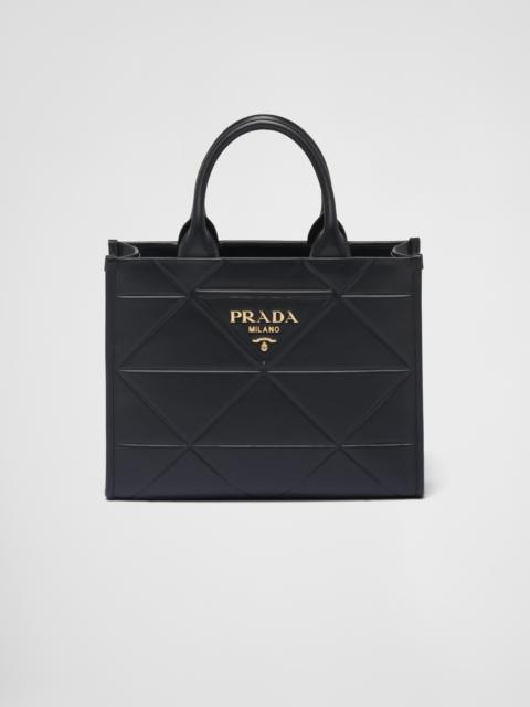 Prada Small Leather Prada Symbole Bag With Topstitching Reversible