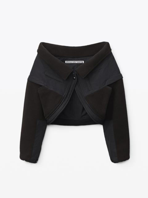 Alexander Wang SHRUG JACKET IN TEDDY FLEECE AND NYLON | REVERSIBLE