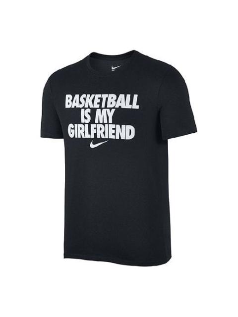 Nike Nike Alphabet Printing Sports Round Neck Short Sleeve Black AQ3242 ...