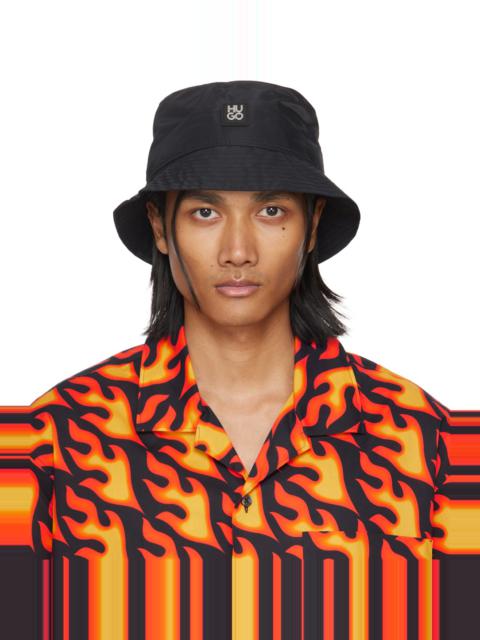 HUGO Black Patch Bucket Hat | REVERSIBLE