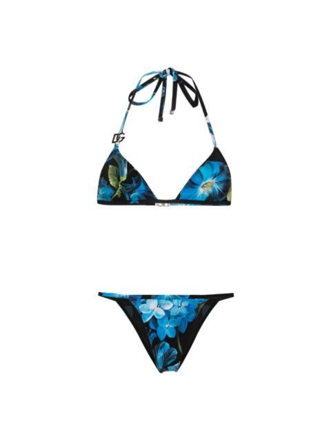 Dolce And Gabbana Floral Print Triangle Bikini Reversible