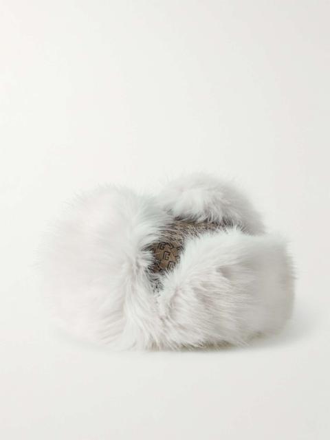 Balmain Logo-Jacquard Canvas and Faux Fur Trapper Cap | REVERSIBLE