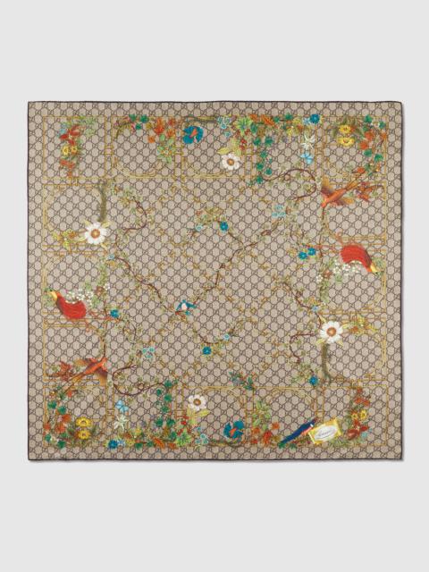 GUCCI Animal and floral print silk carré | REVERSIBLE