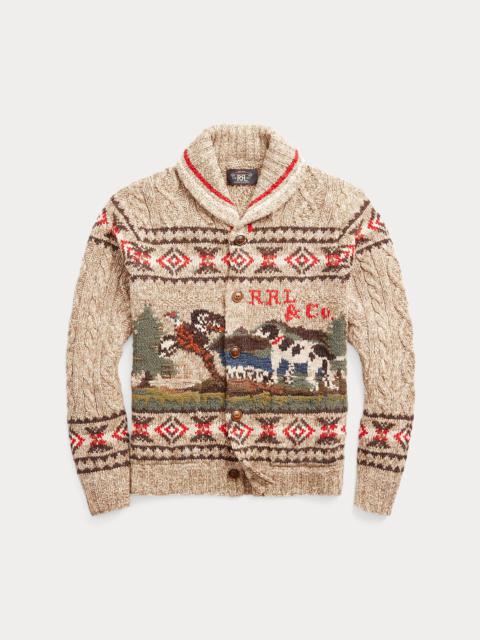 RRL by Ralph Lauren Shawl-collar intarsia-knit linen-blend RRL by Ralph Lauren Shawl-collar intarsia-knit linen-blend