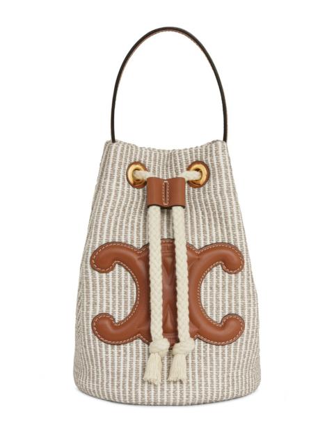 CELINE Teen drawstring in striped textile and calfskin | REVERSIBLE
