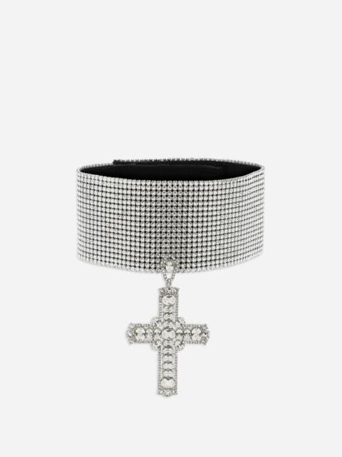 Dolce & Gabbana Crystal mesh choker with cross | REVERSIBLE
