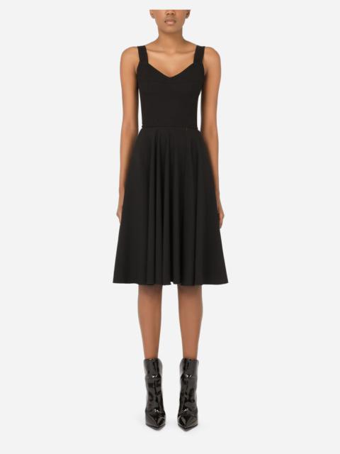 Dolce & Gabbana Cady and satin midi dress with circle skirt and slit ...