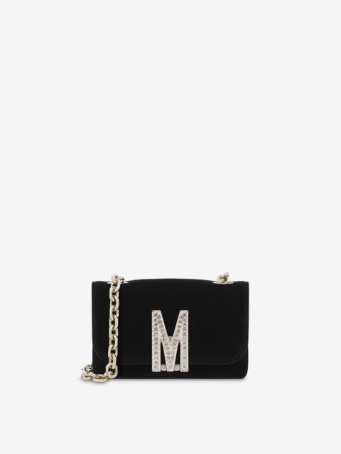 Moschino VELVET MINI M BAG WITH RHINESTONES | REVERSIBLE
