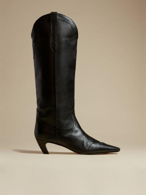 KHAITE The Dallas Knee High Boot in Black Leather | REVERSIBLE
