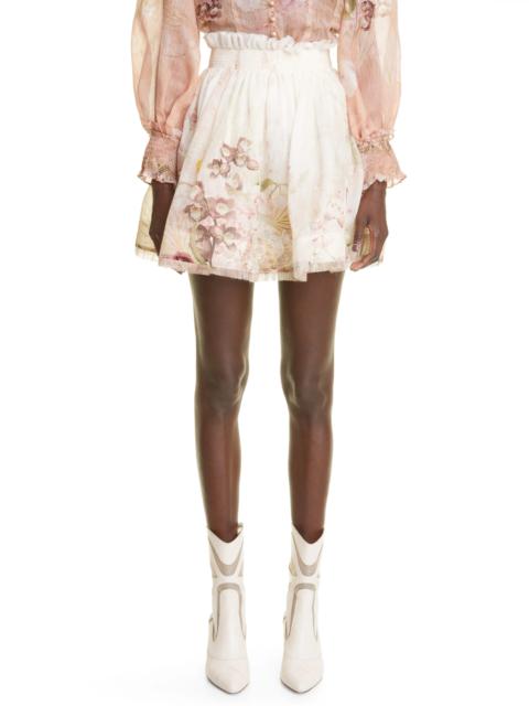 Zimmermann Dancer Floral Print Flare Miniskirt | REVERSIBLE