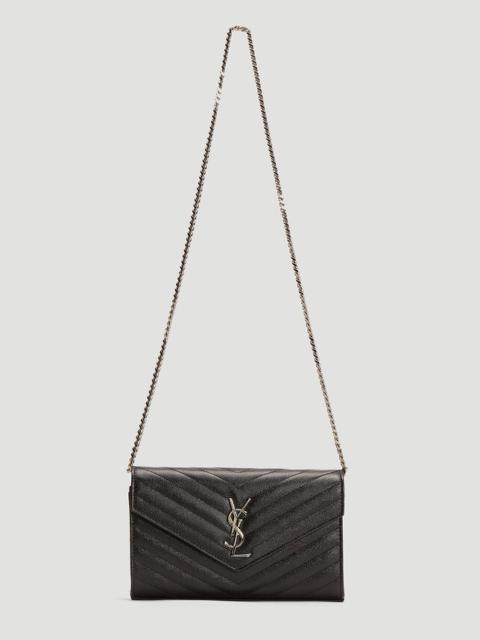 SAINT LAURENT YSL Monogrammed Wallet Bag in Black | REVERSIBLE