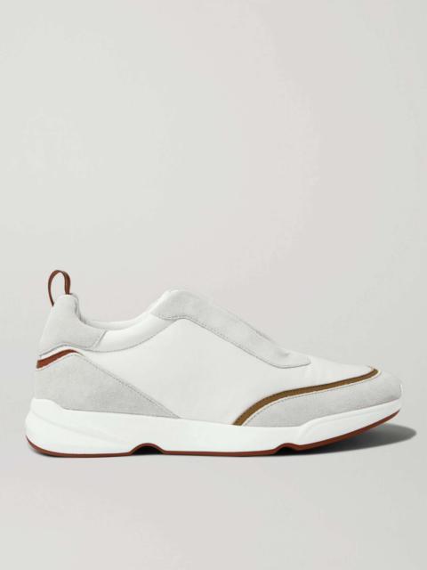 Loro Piana Modular Walk Leather-Trimmed Canvas and Suede Sneakers ...