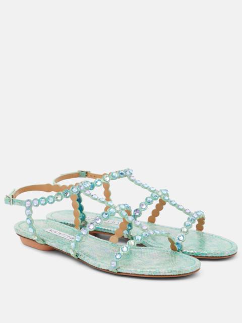 AQUAZZURA Tequila embellished leather sandals | REVERSIBLE