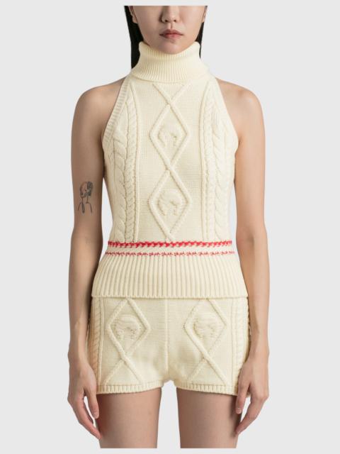 Marine Serre CABLE KNIT SLEEVELESS TURTLENECK | REVERSIBLE