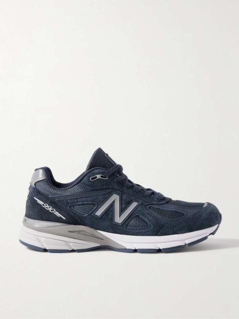 New Balance 990v4 leather-trimmed suede and mesh sneakers | REVERSIBLE